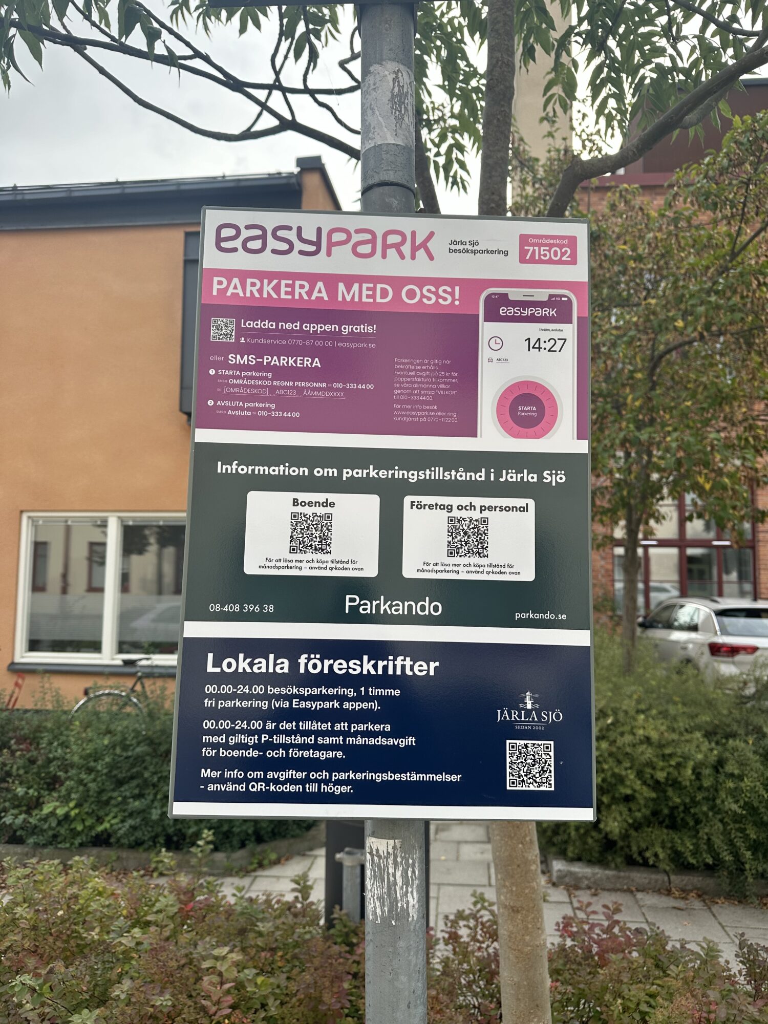 Nya parkeringsskyltar i Järla Sjö - Järla sjö